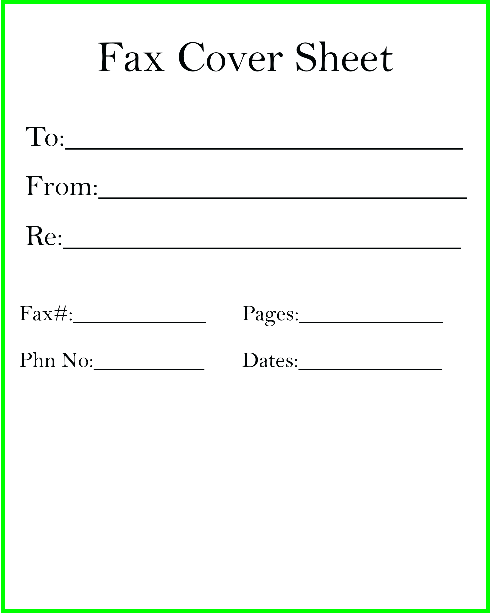 Free Fax Cover Sheet PDF Excel Word