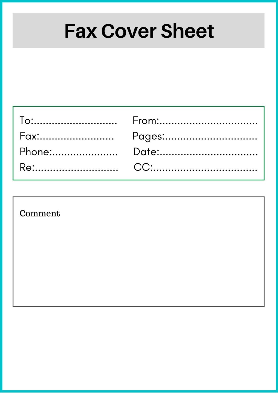 Generic Fax Cover Sheet Template Printable in PDF & Word