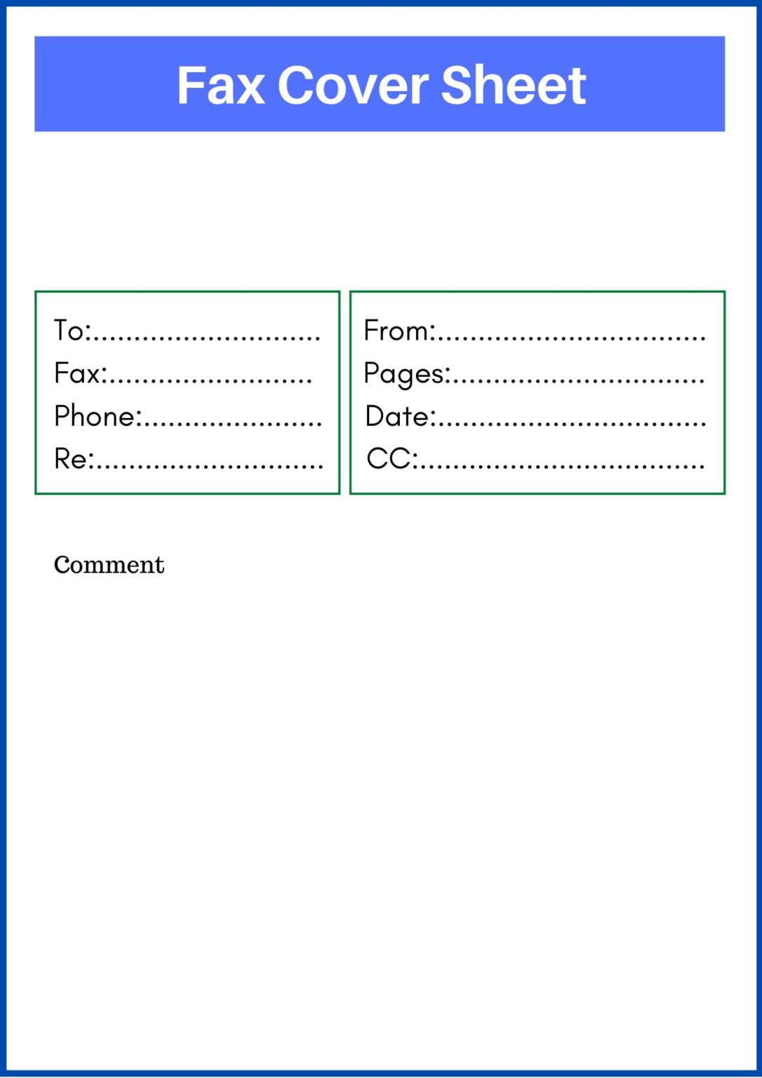 Generic Fax Cover Sheet Template Printable in PDF & Word