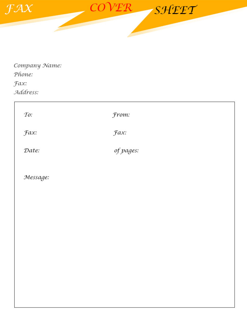 Generic Fax Cover Sheet Template Printable in PDF & Word