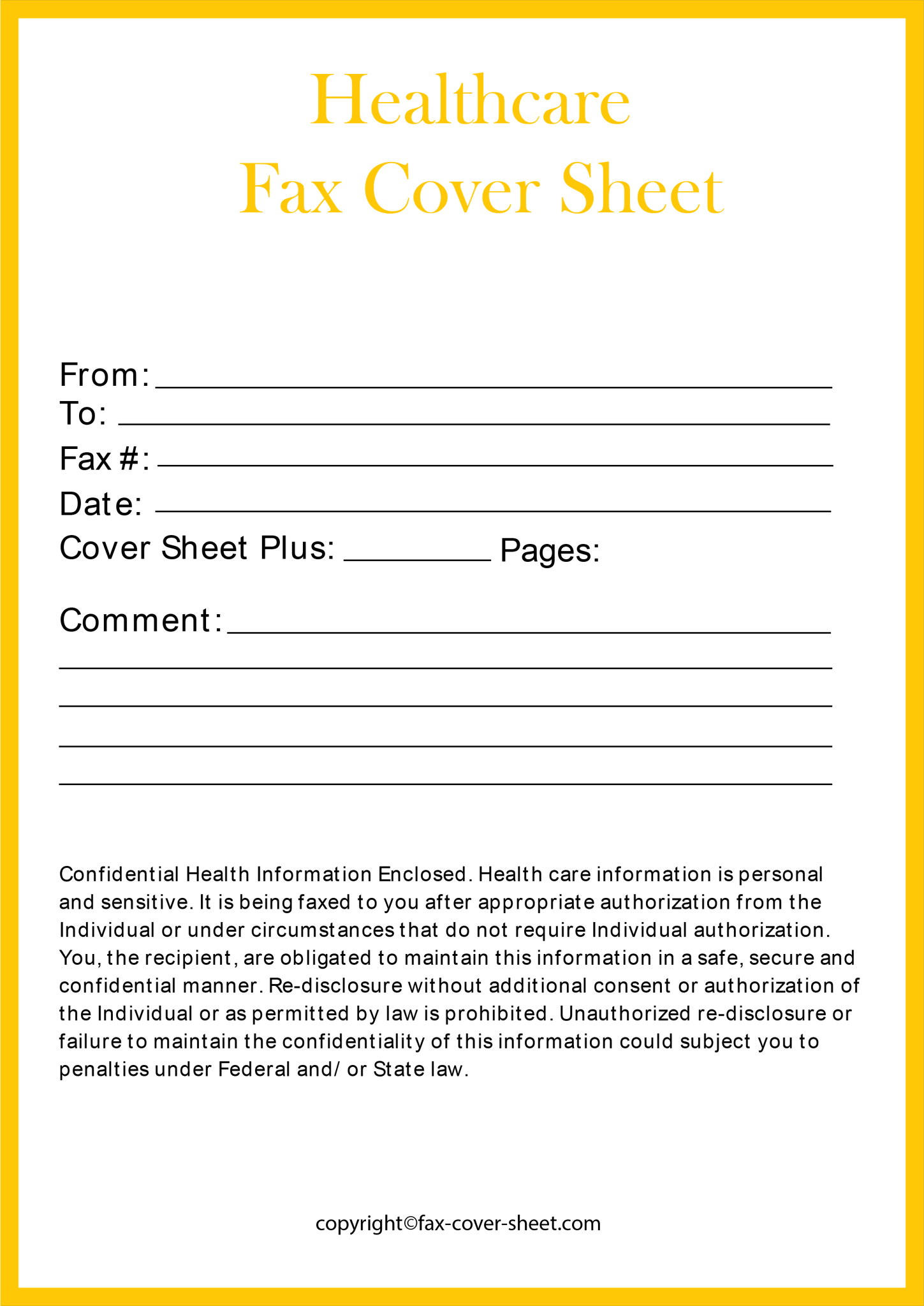 Healthcare Fax Cover Sheet Templates Printable in PDF Format