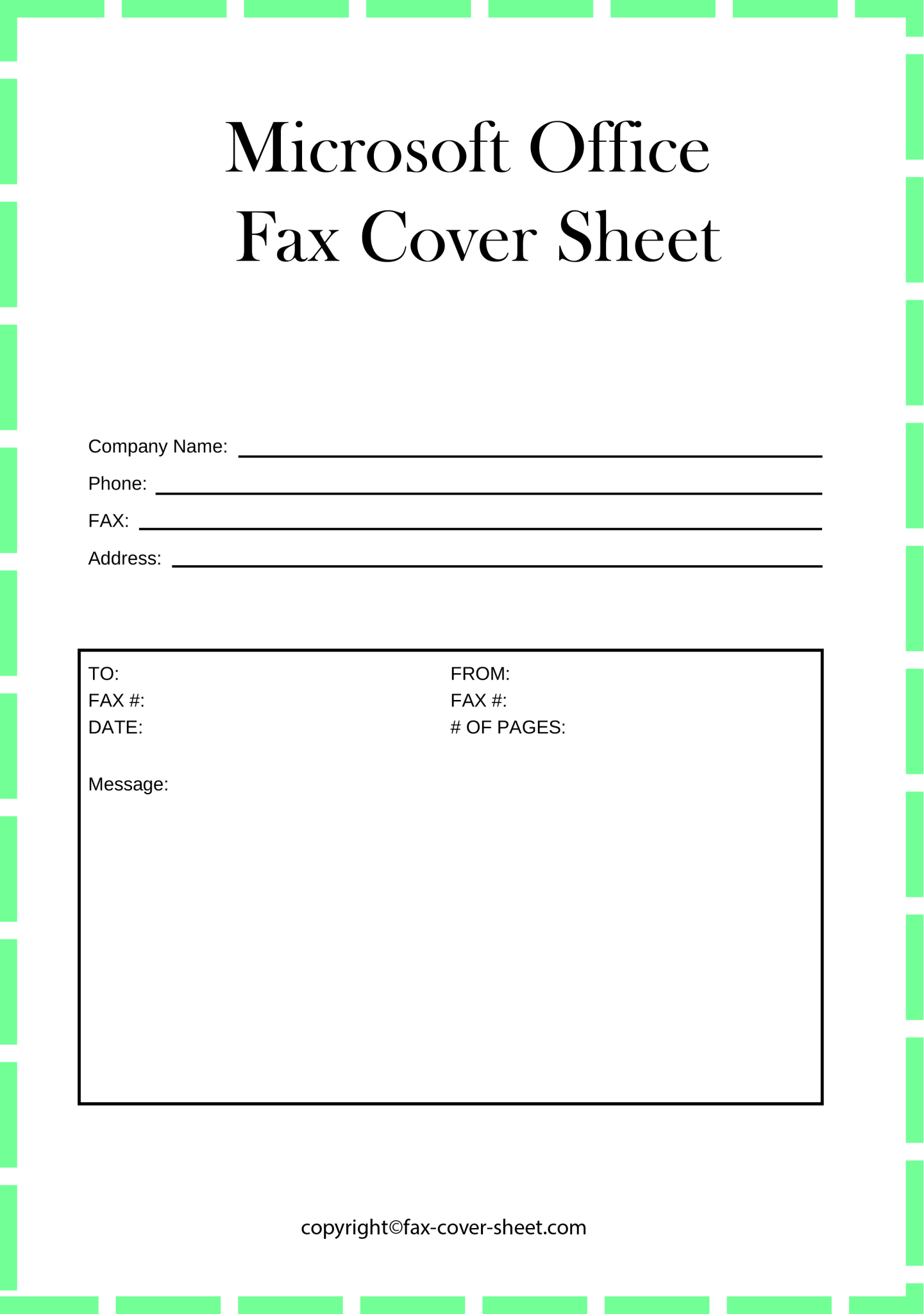 Microsoft Office Fax Cover Sheet Template [PDF Format]