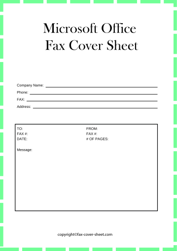 Microsoft Office Fax Cover Sheet Template [PDF Format]
