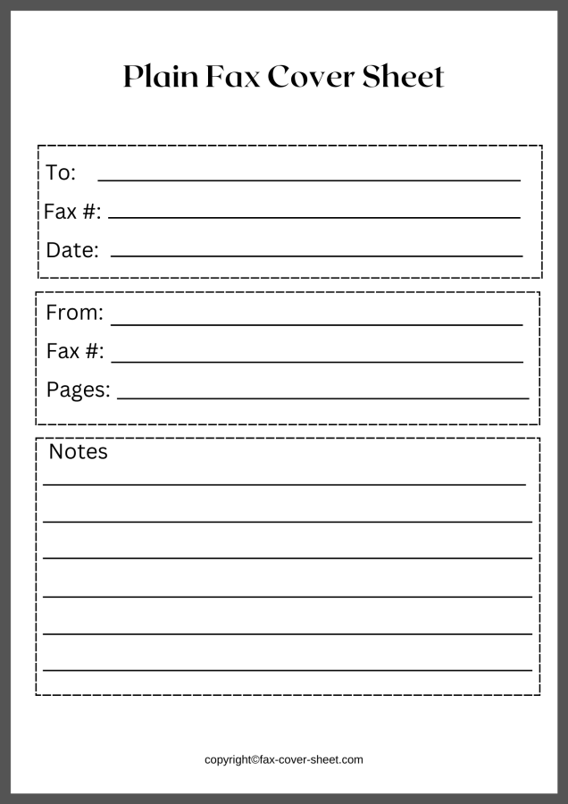 Plain Fax Cover Sheet Templates Printable in PDF Format