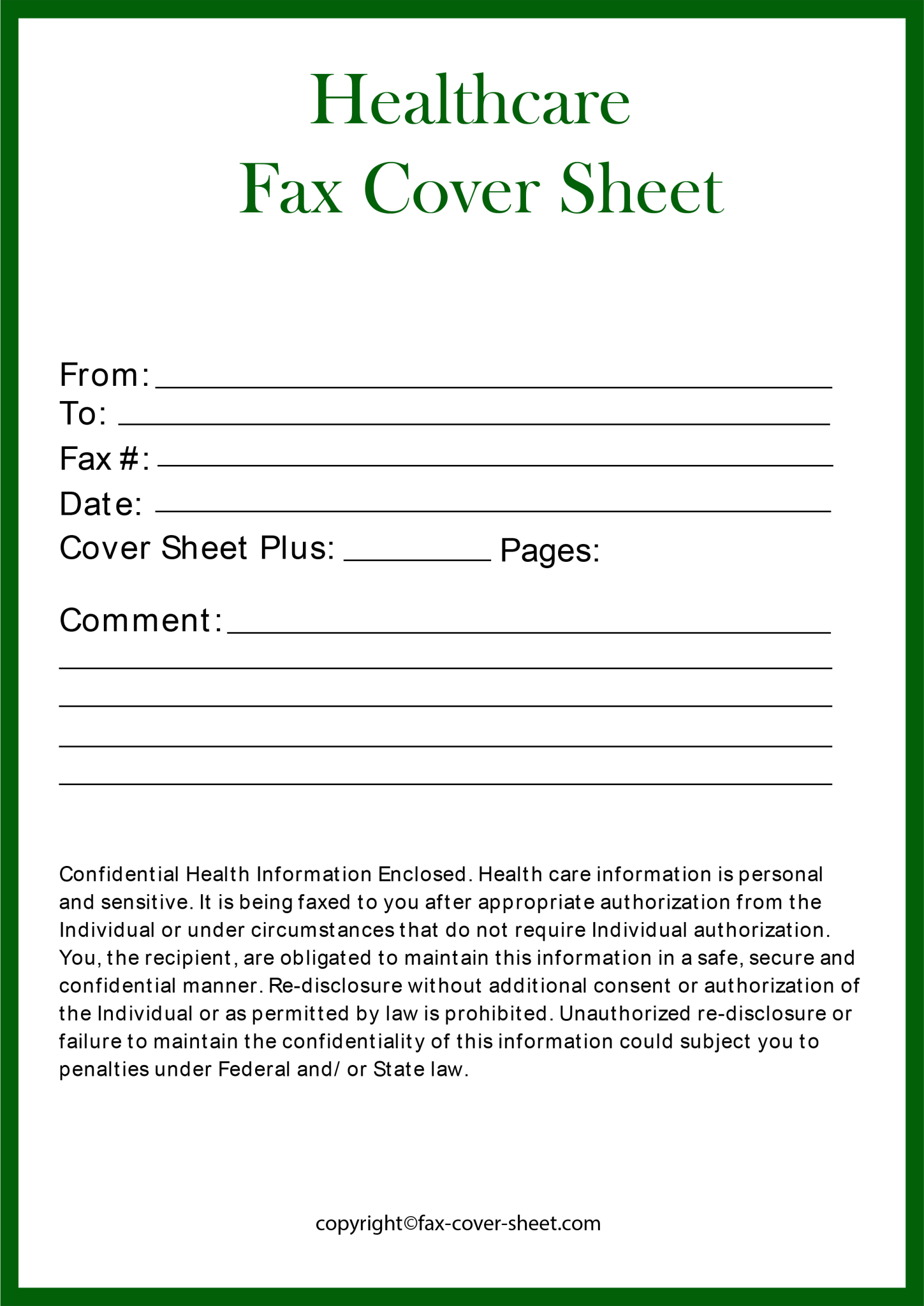 Healthcare Fax Cover Sheet Templates Printable in PDF Format