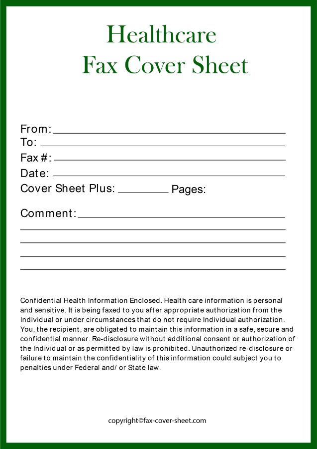 Healthcare Fax Cover Sheet Templates Printable in PDF Format