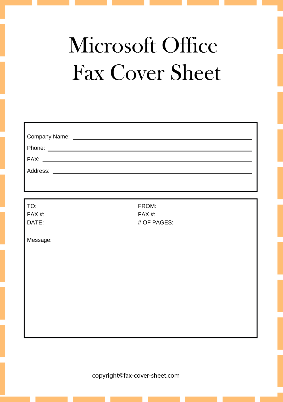 Microsoft Office Fax Cover Sheet Template [PDF Format]
