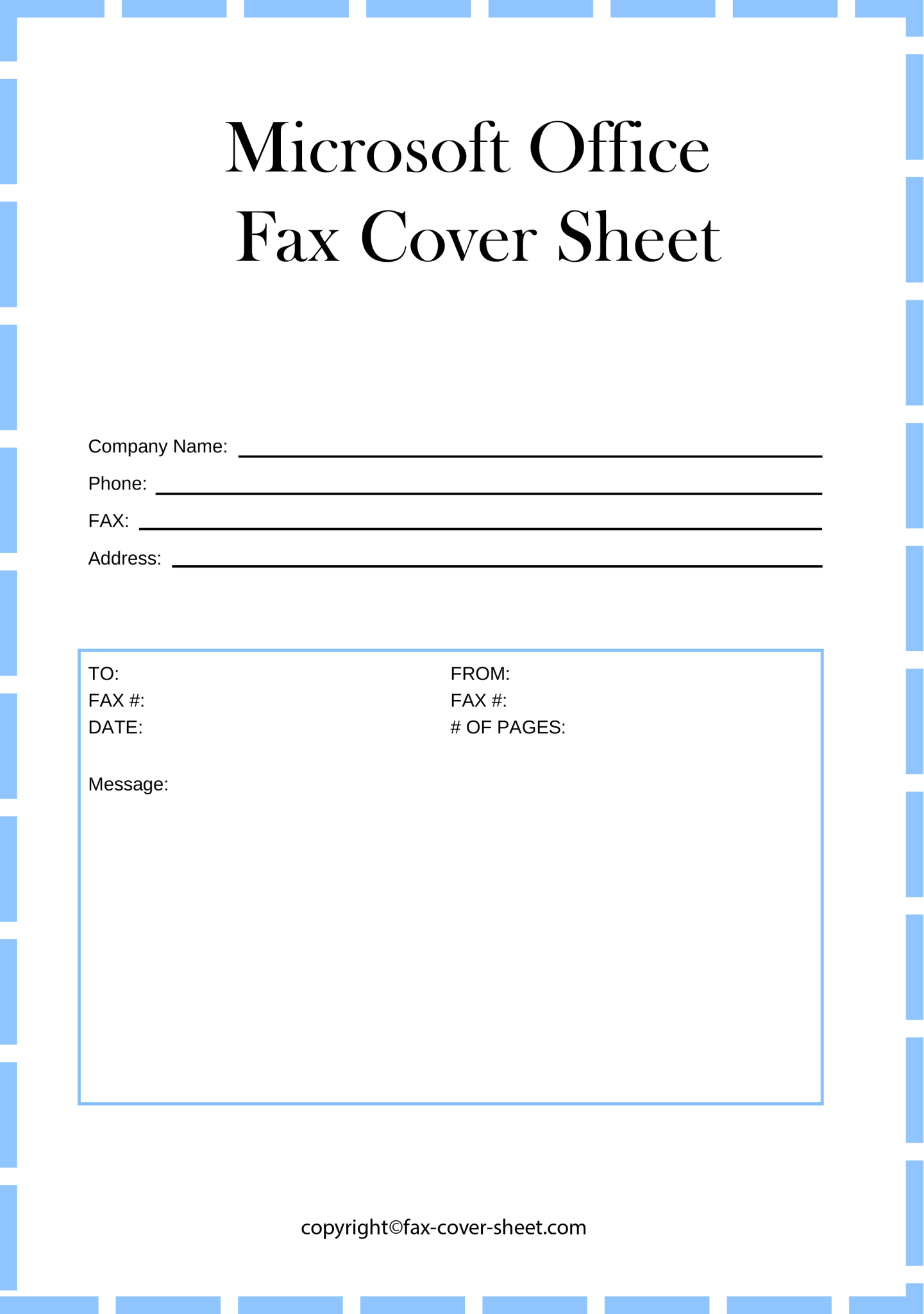 Microsoft Office Fax Cover Sheet Template [PDF Format]