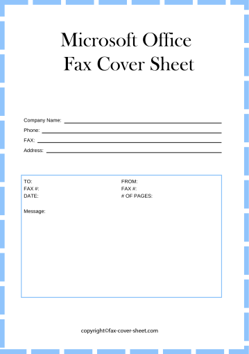 Microsoft Office Fax Cover Sheet Template [PDF Format]