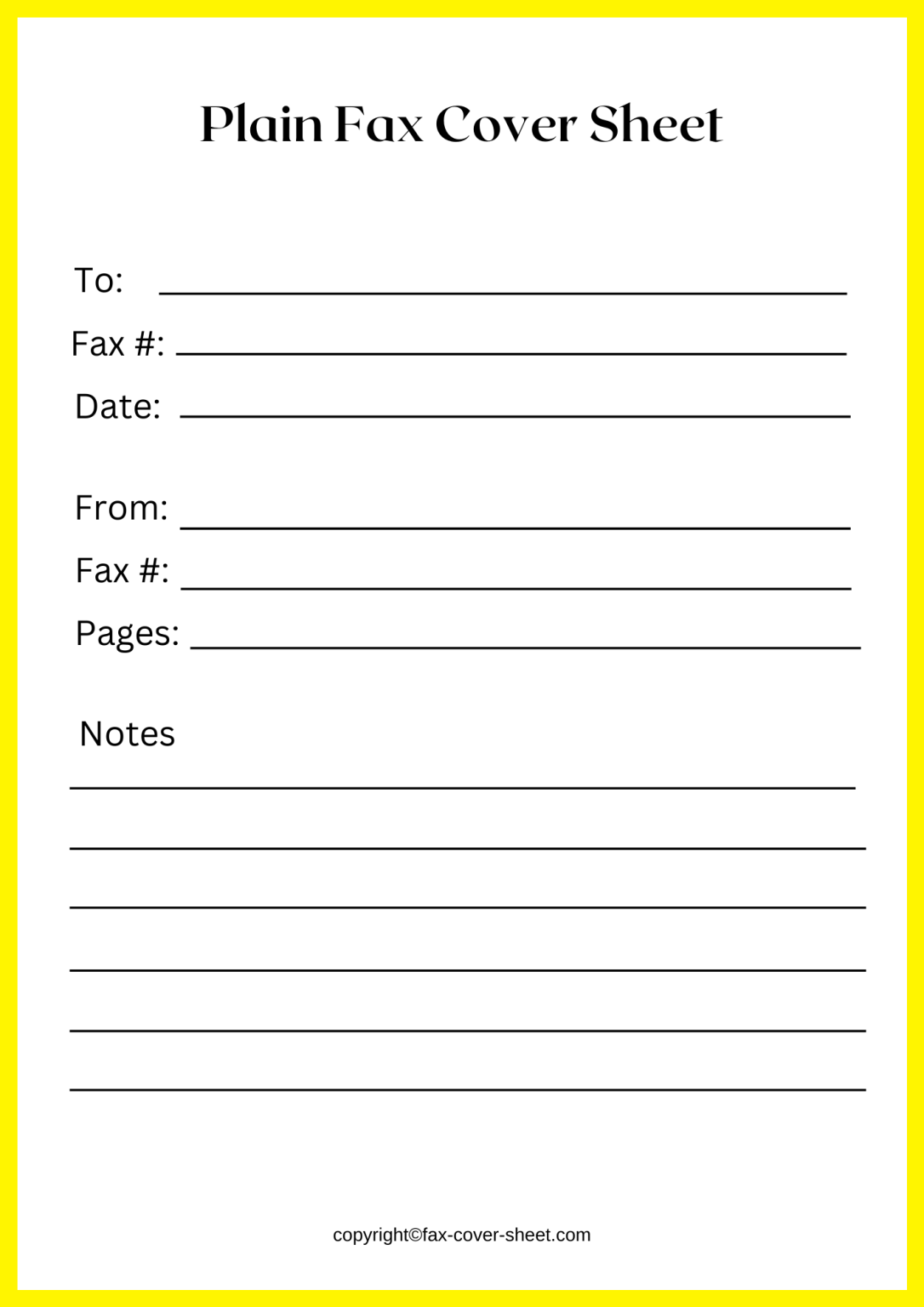 Plain Fax Cover Sheet Templates Printable in PDF Format