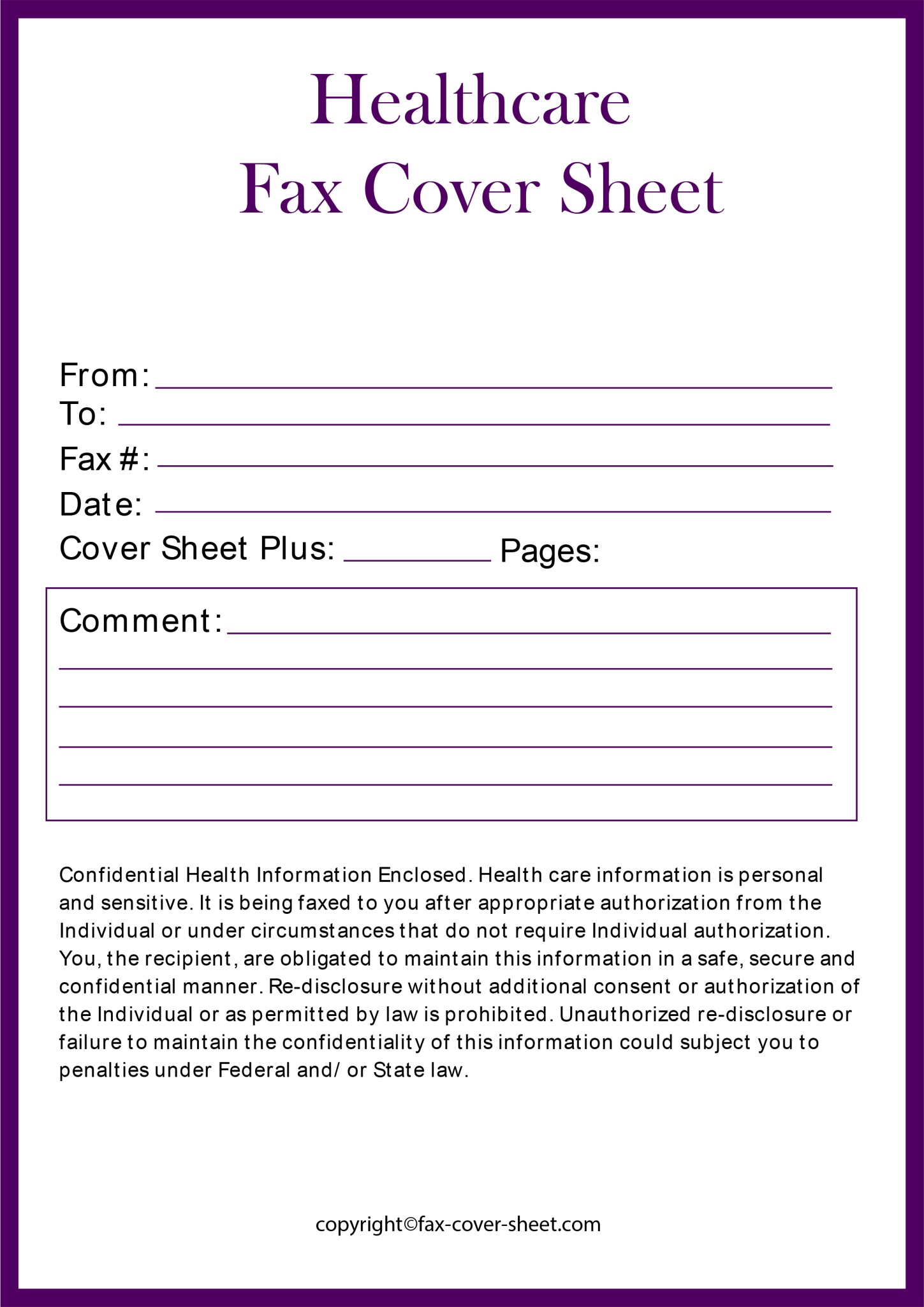 Healthcare Fax Cover Sheet Templates Printable in PDF Format