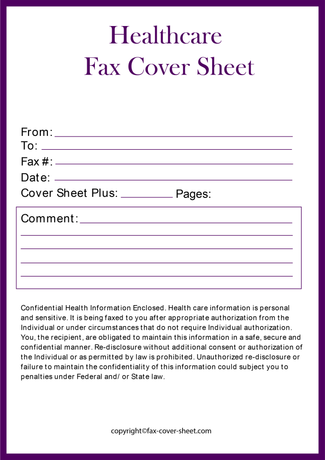 Healthcare Fax Cover Sheet Templates Printable in PDF Format