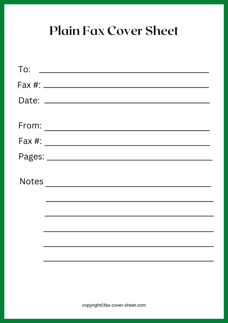 Plain Fax Cover Sheet Templates Printable in PDF Format