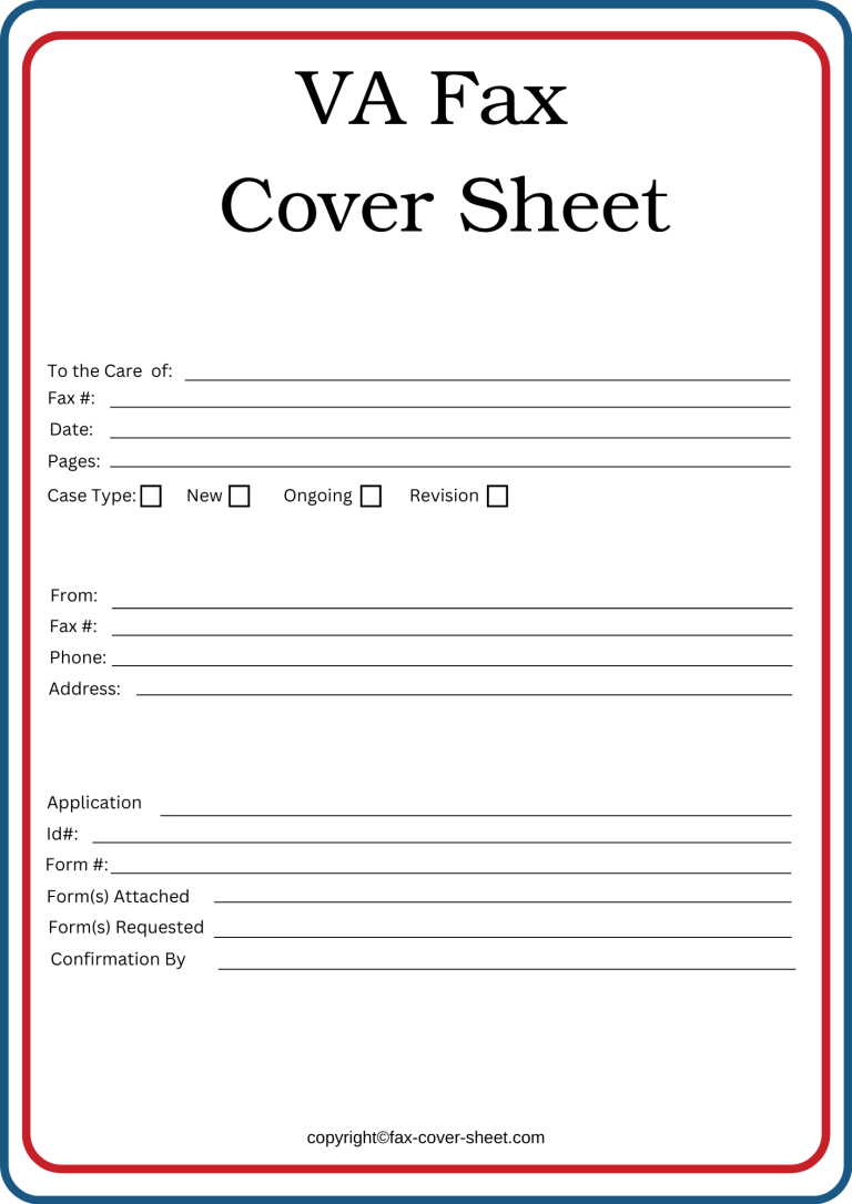 VA Fax Cover Sheet Templates Printable in PDF Format