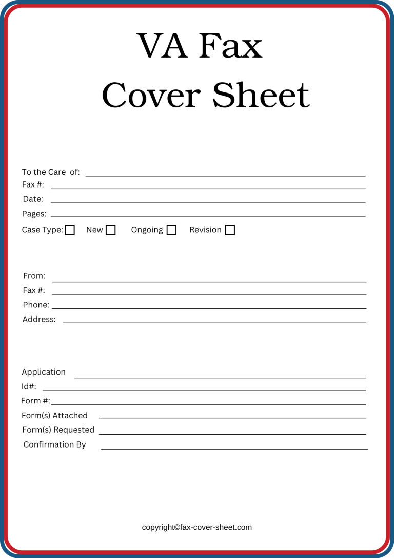 VA Fax Cover Sheet Templates Printable in PDF Format
