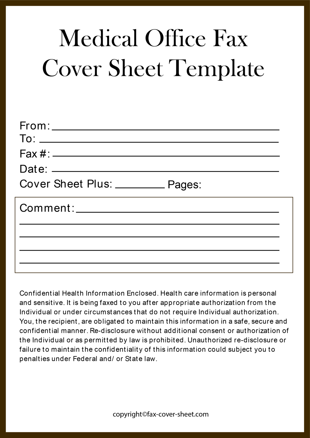 Medical Office Fax Cover Sheet Template in PDF Format