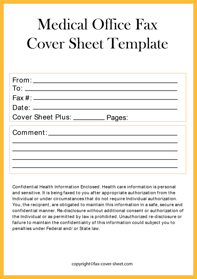 Medical Office Fax Cover Sheet Template in PDF Format